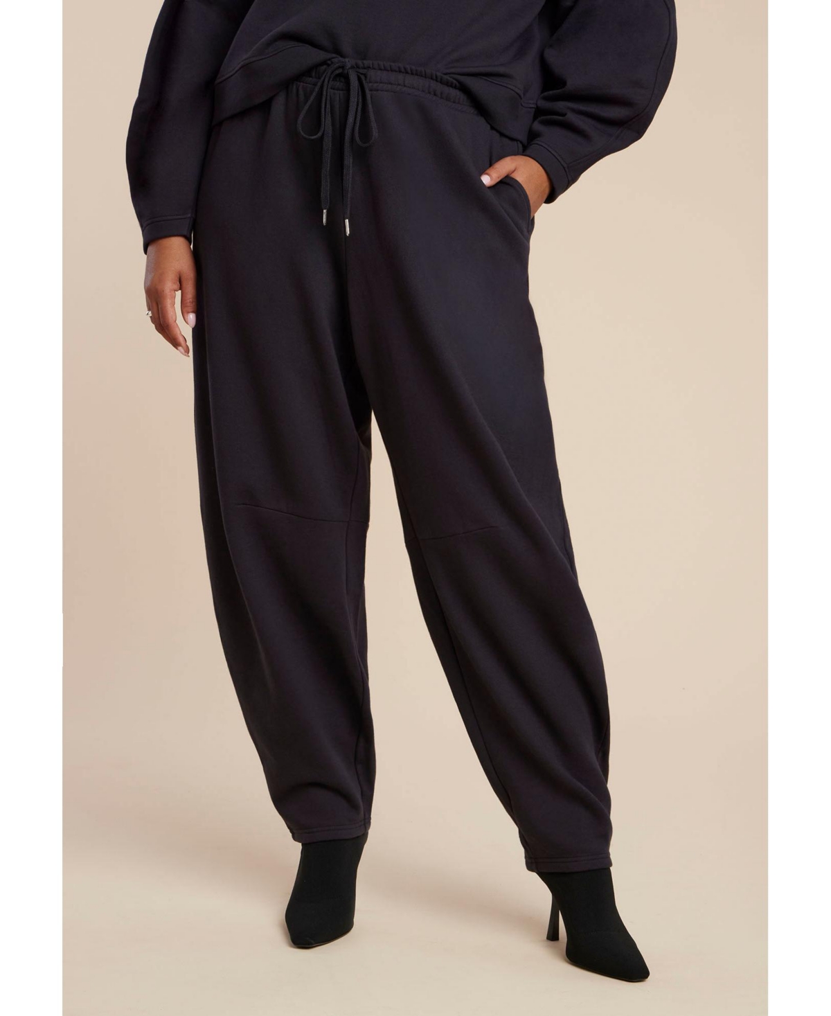 Click here for Eloquii Womens Elements Barrel Leg Sweatpant - Bla... prices