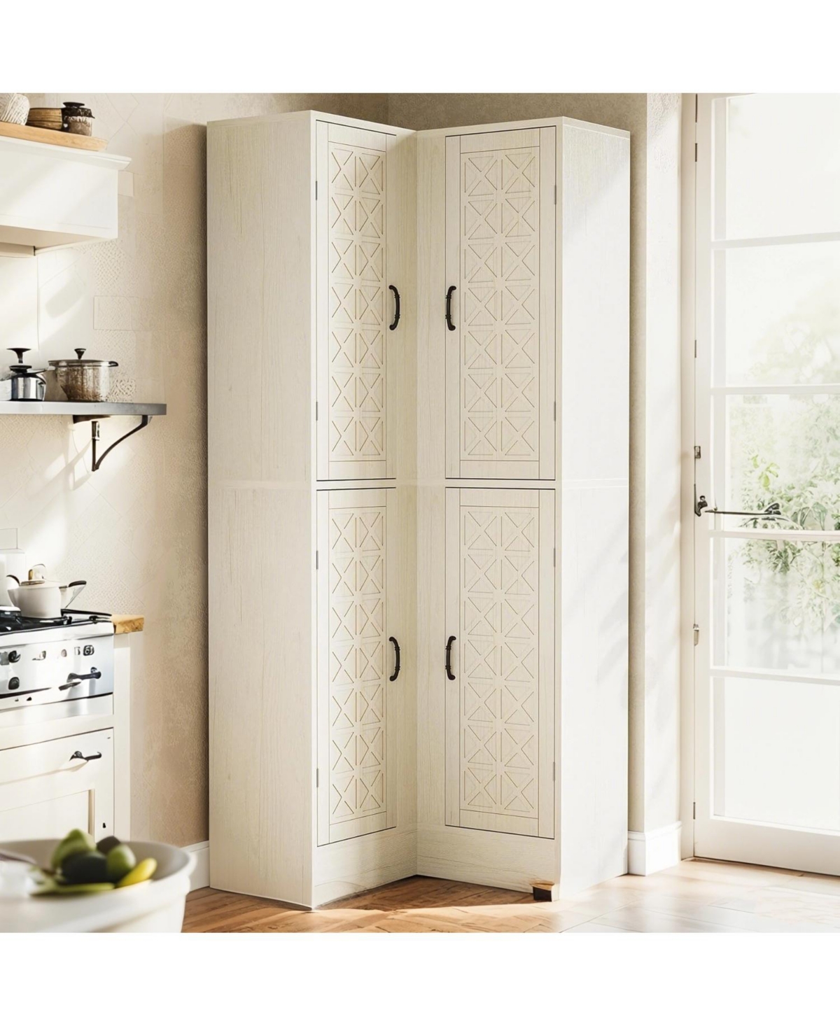 Click here for Tribesigns 68.9 Tall Kitchen Corner Cabinet  Farmh... prices