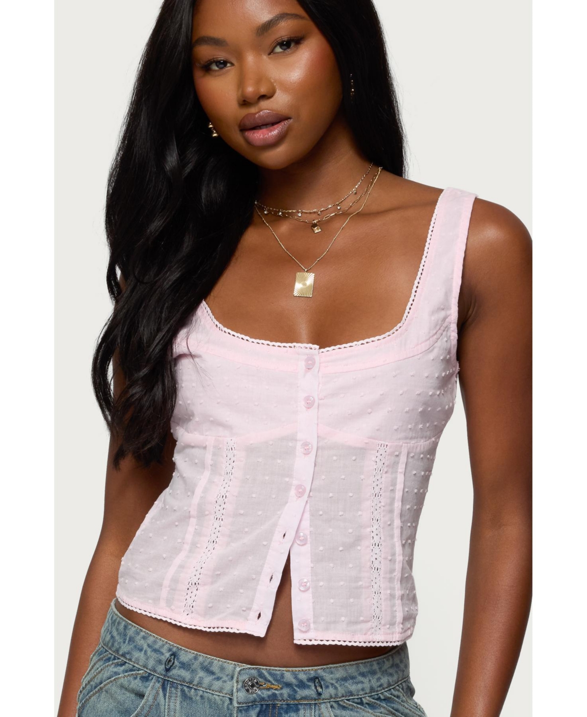 Click here for Edikted Womens Embroidered Cotton Button Up Top -... prices