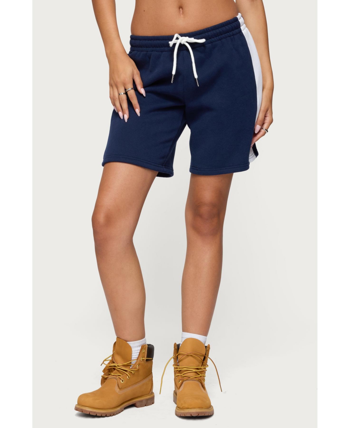 Click here for Edikted Womens Contrast Nylon Bermuda Shorts - Nav... prices