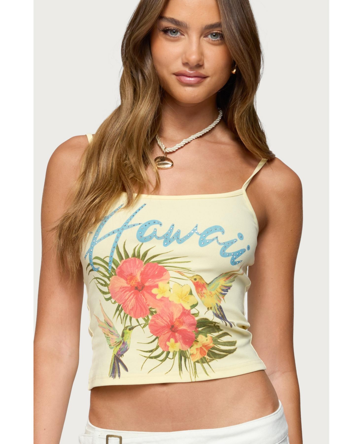 Click here for Edikted Womens Hawaii Babe Tank Top - Yellow prices