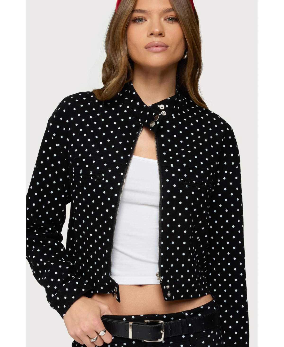 Click here for Edikted Womens Tabitha Polka Dot Jacket - Black prices
