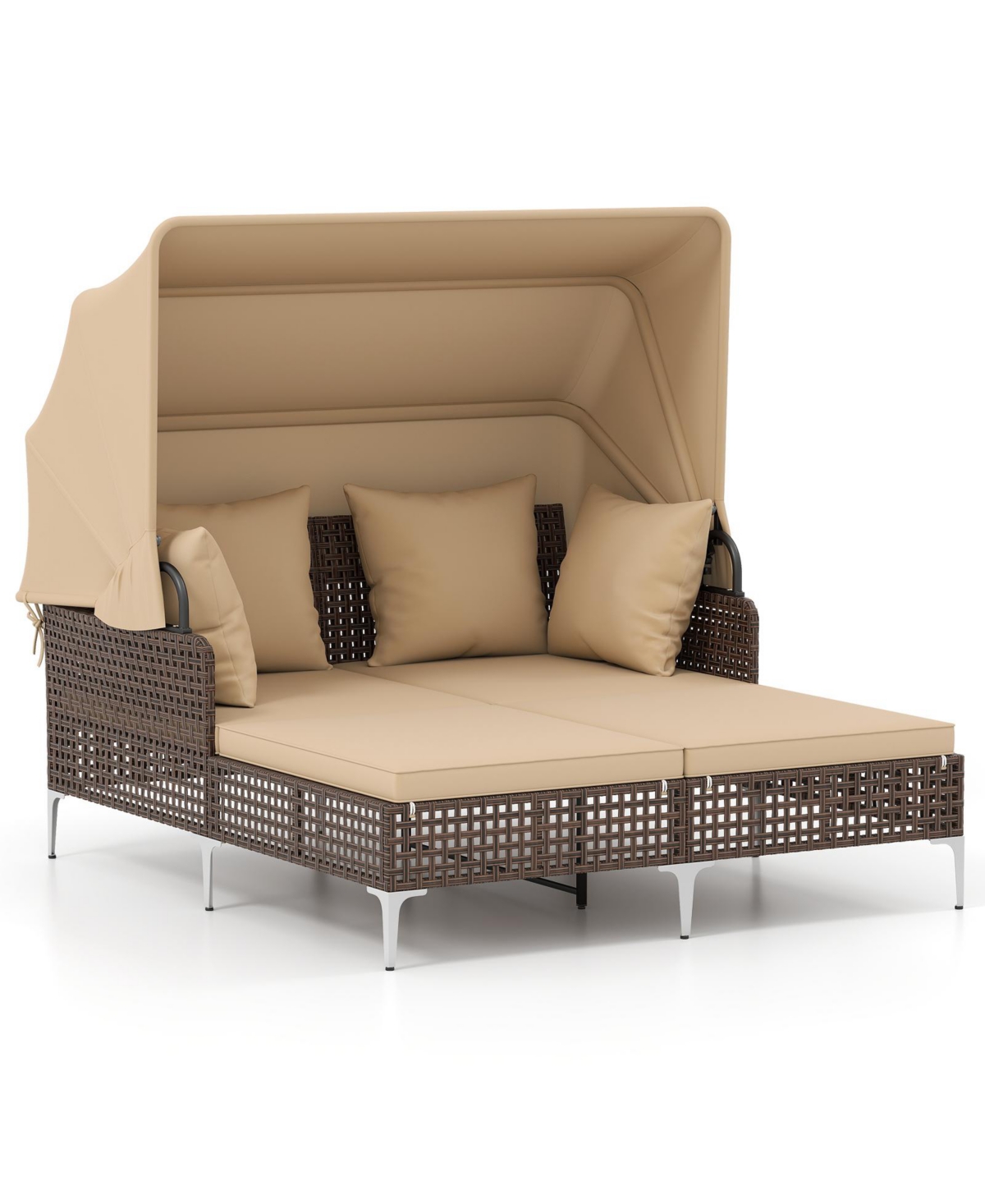 Click here for Gymax Outdoor Daybed w/ Retractable Canopy Pe Wick... prices