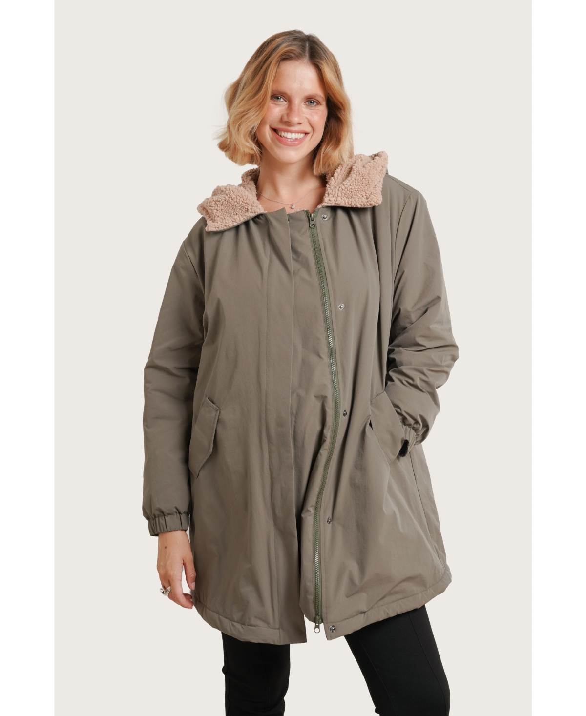 Click here for Nom Maternity Scottie Before & After Coat - Moss prices