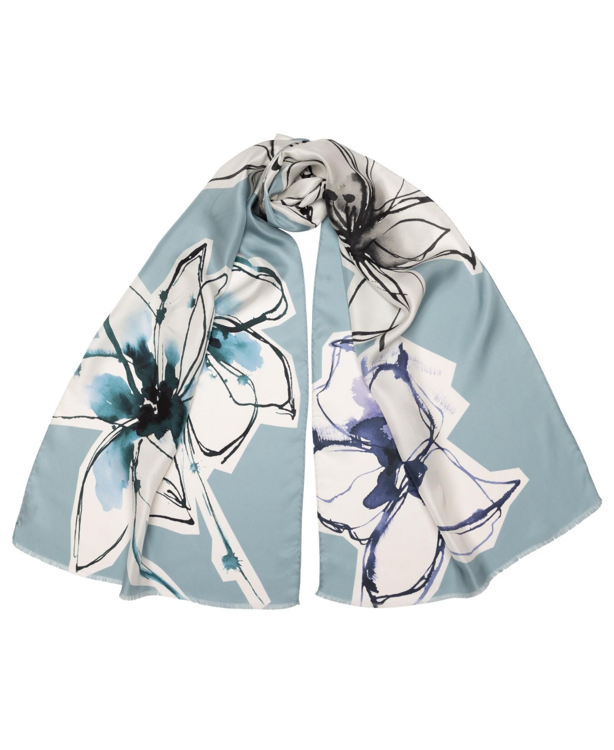 Click here for Mara - Long Silk Scarf for Women - Dusty blue prices