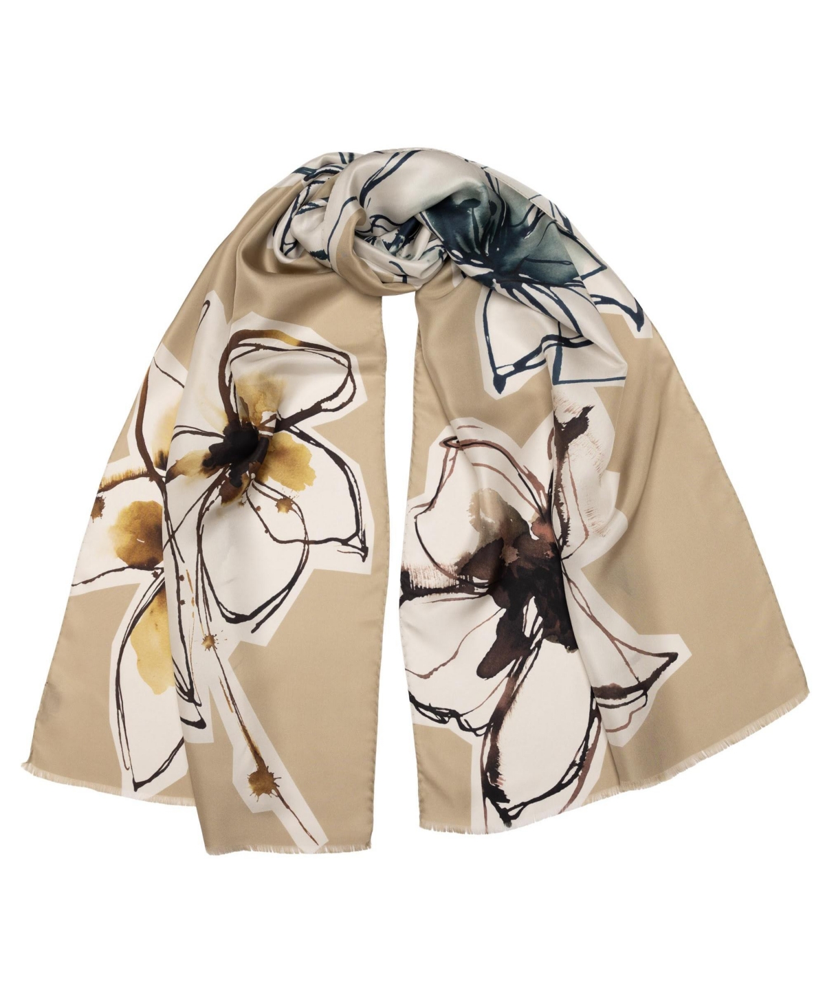 Click here for Mara - Long Silk Scarf for Women - Beige prices