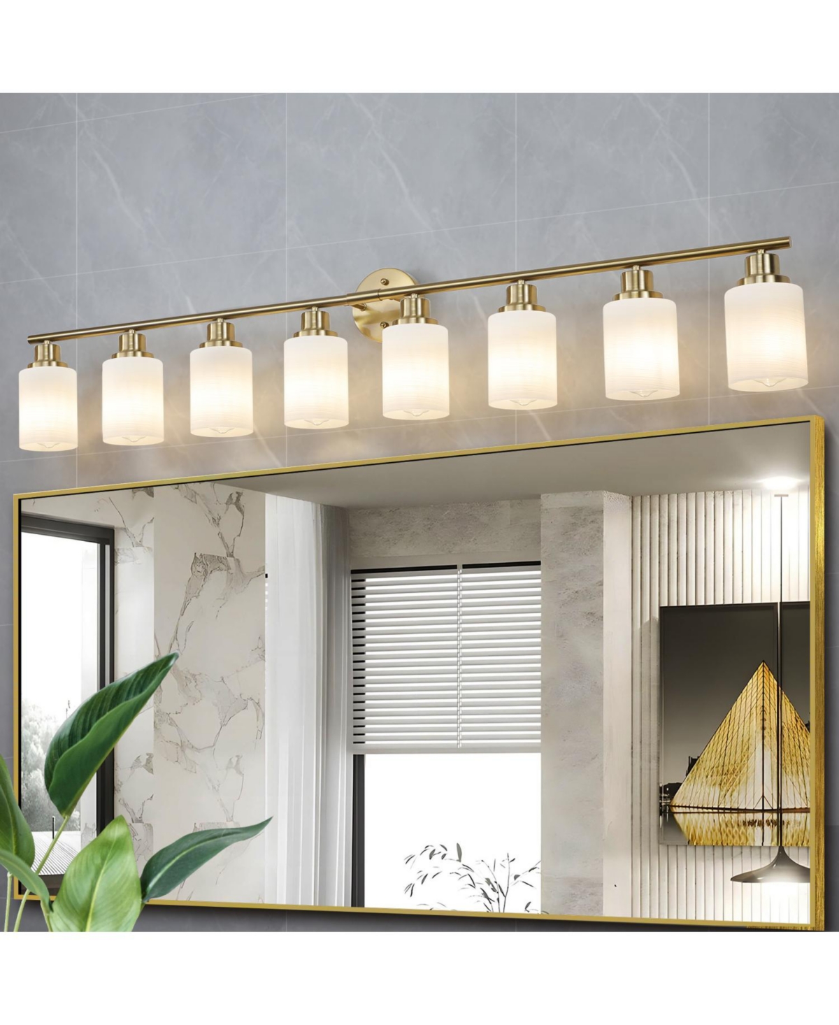 Click here for Streamdale 8-Light Golden Bathroom Vanity Light Fi... prices