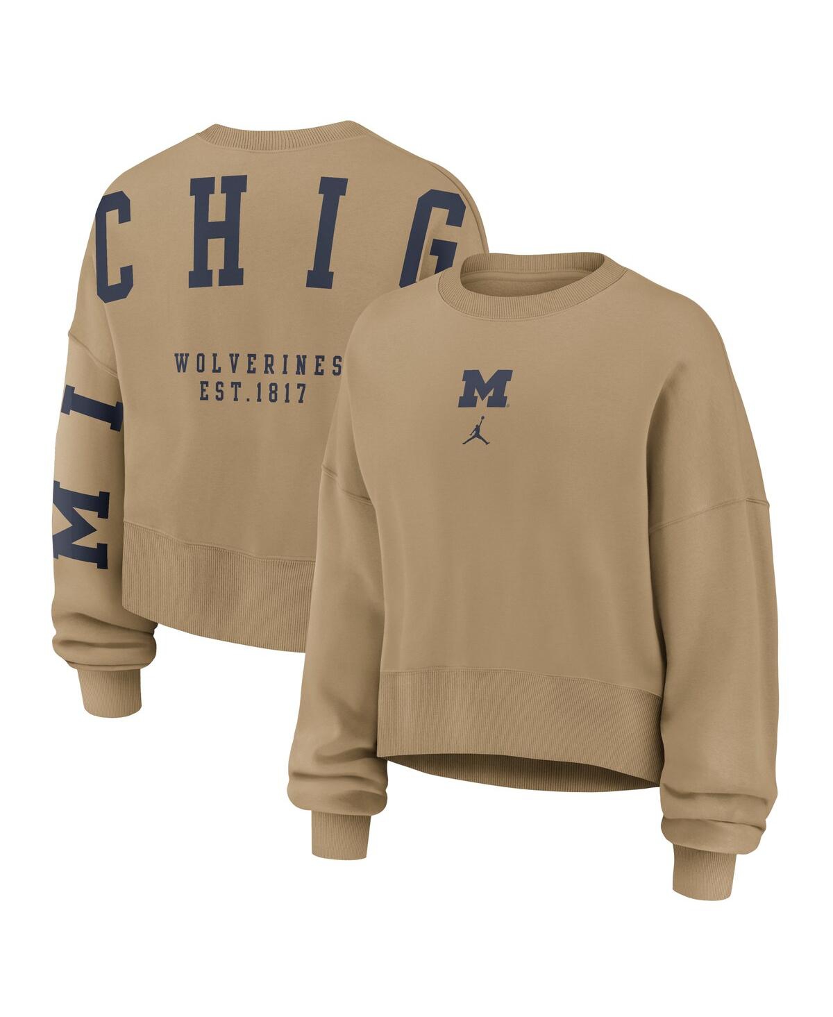Click here for Jordan Womens Tan Michigan Wolverines Oversized Ph... prices
