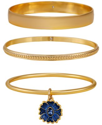 GUESS Gold-Tone Three-Piece Bangle Bracelet Set - Macy's