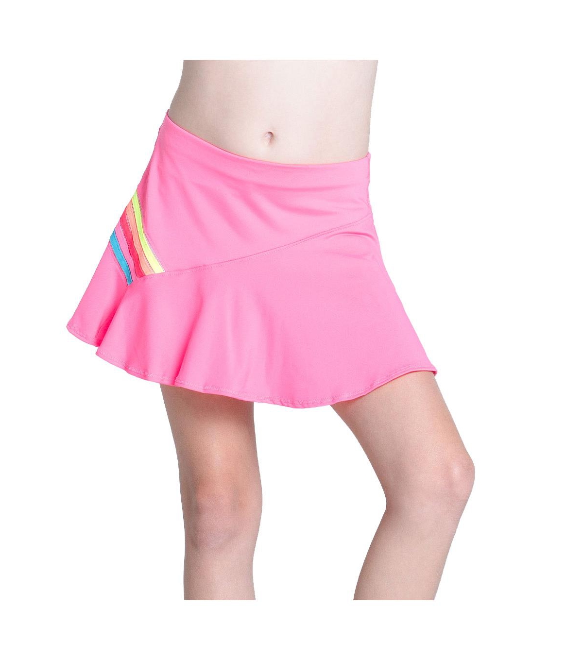 Lucky In Love Prisma Stripe Girls Golf Skort - Neon pink