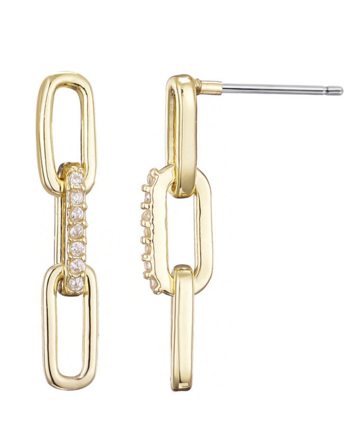 Click here for Adornia Gold Cubic Zirconia Mini Paperclip Drop Ea... prices