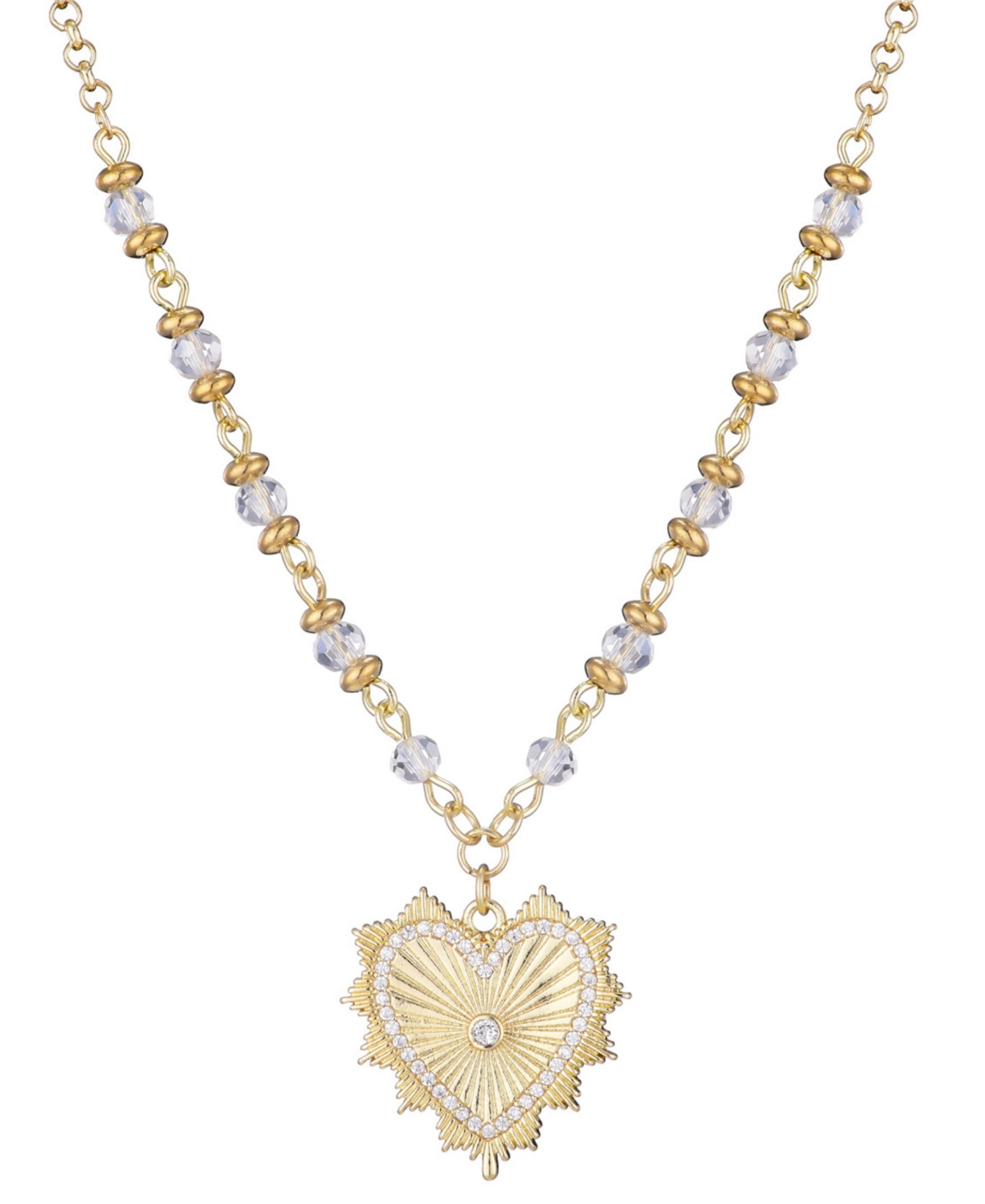 Click here for Adornia Gold Cz Heart Necklace with Rosary Chain -... prices
