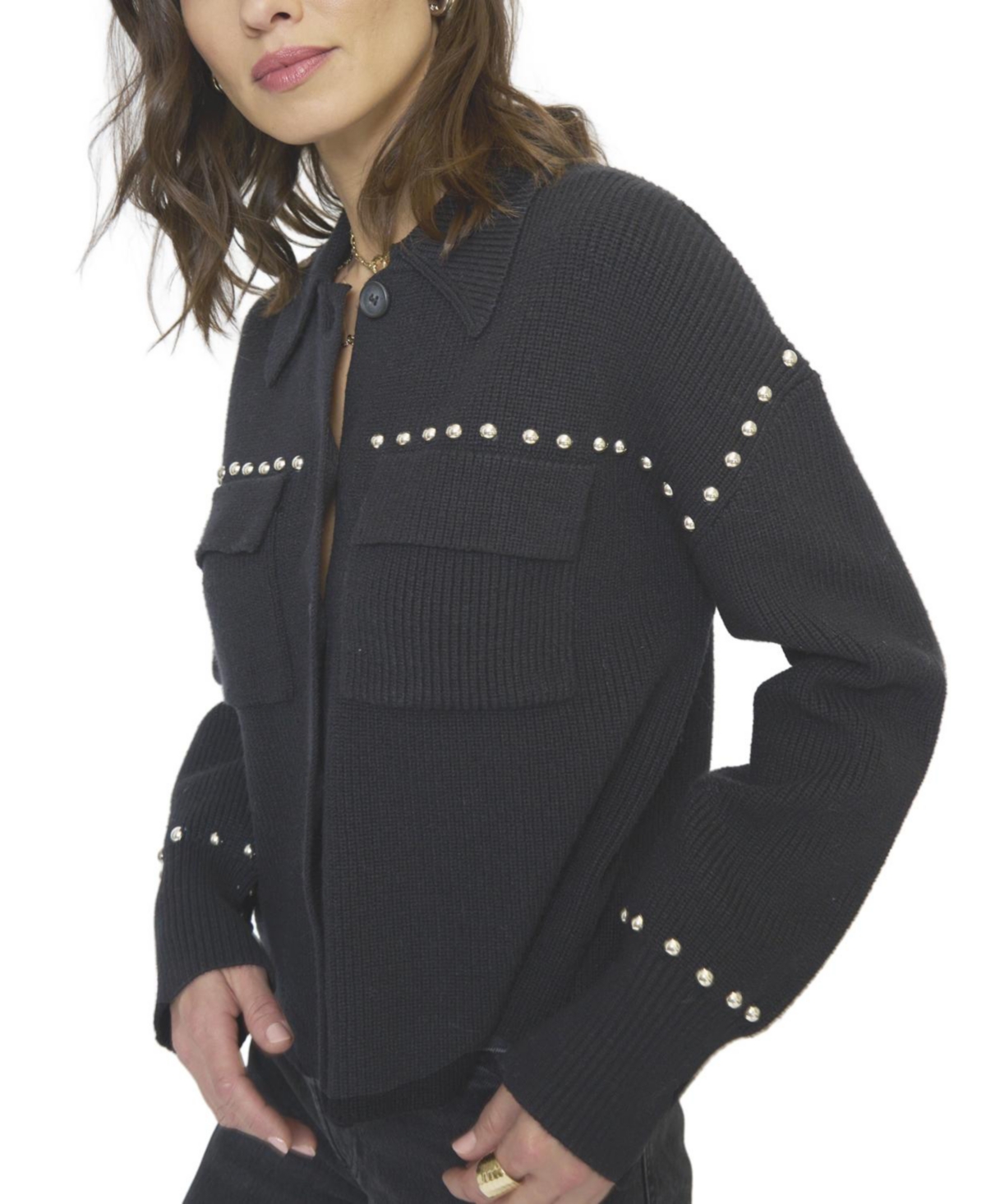 Click here for Central Park West Womens Jay Studded Sweater Jacke... prices