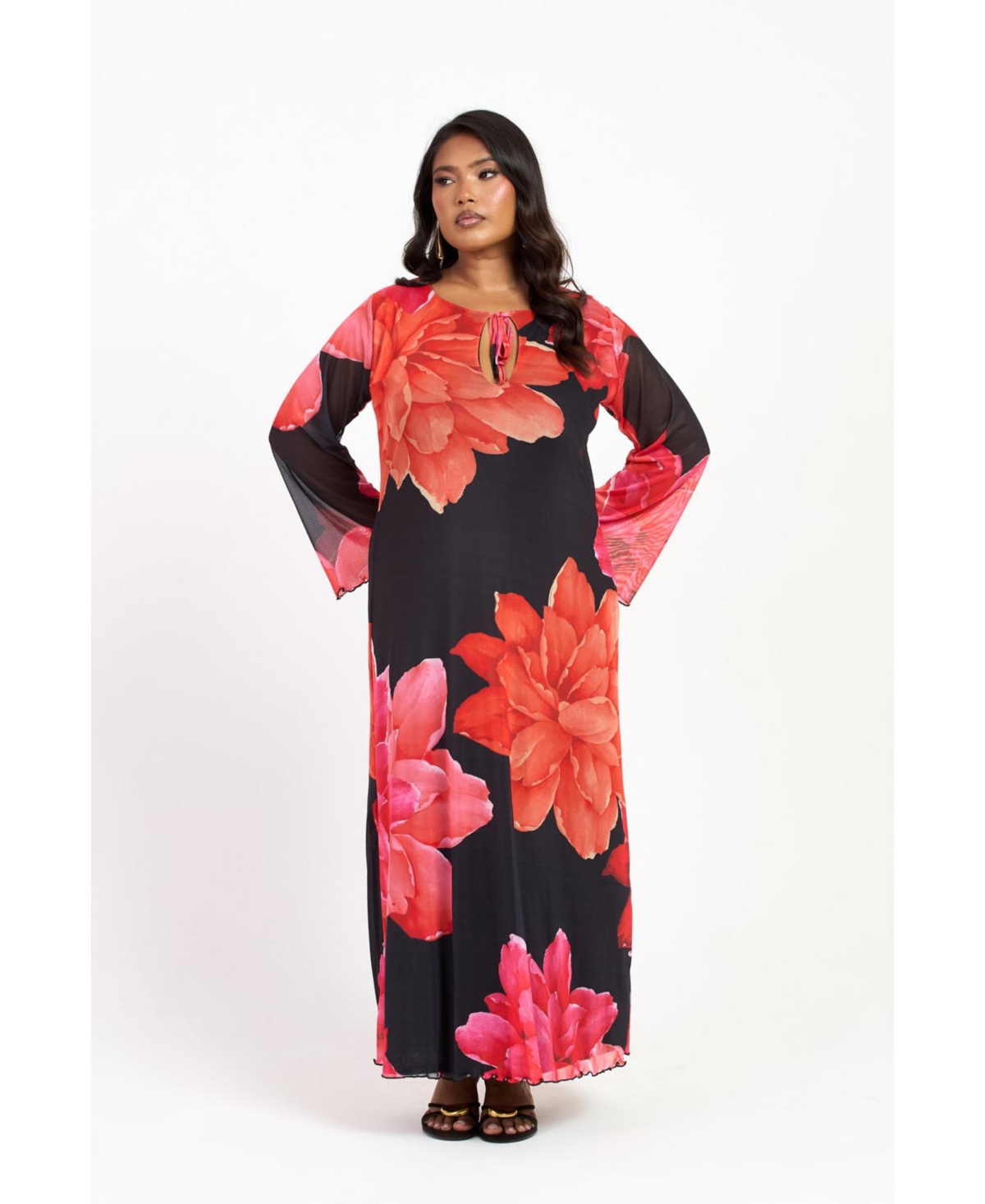 Click here for Fashion-szn Curve Womens Long Sleeve Floral Maxi D... prices