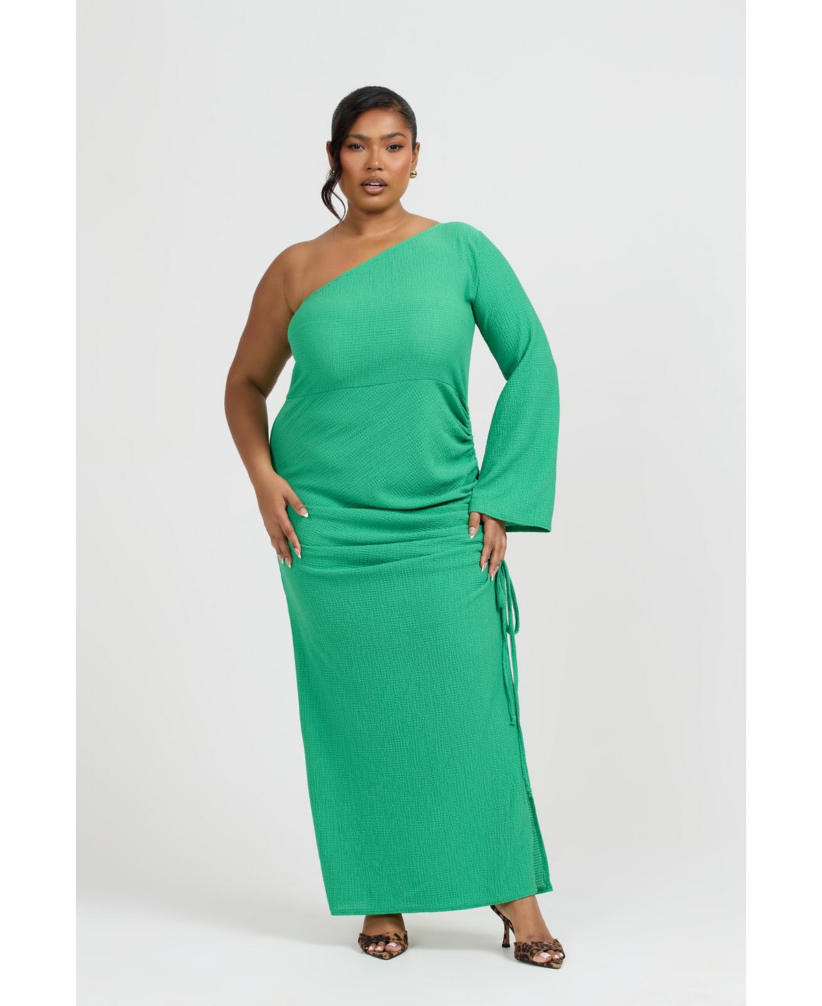 Click here for Fashion-szn Curve Womens One Shoulder Flare Sleeve... prices