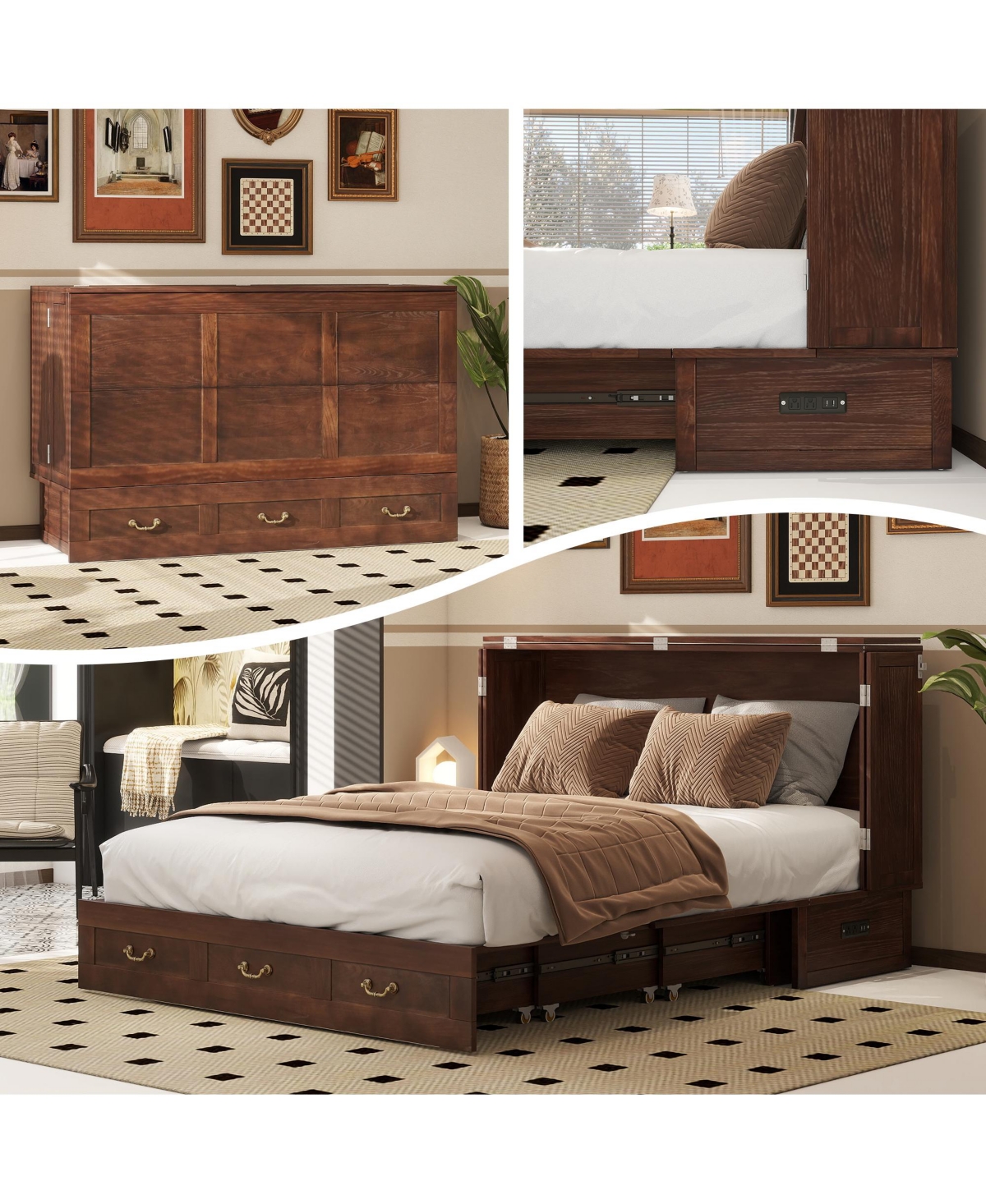Click here for Livelylodge Solid Wood Queen Murphy Bed Cabinet Us... prices