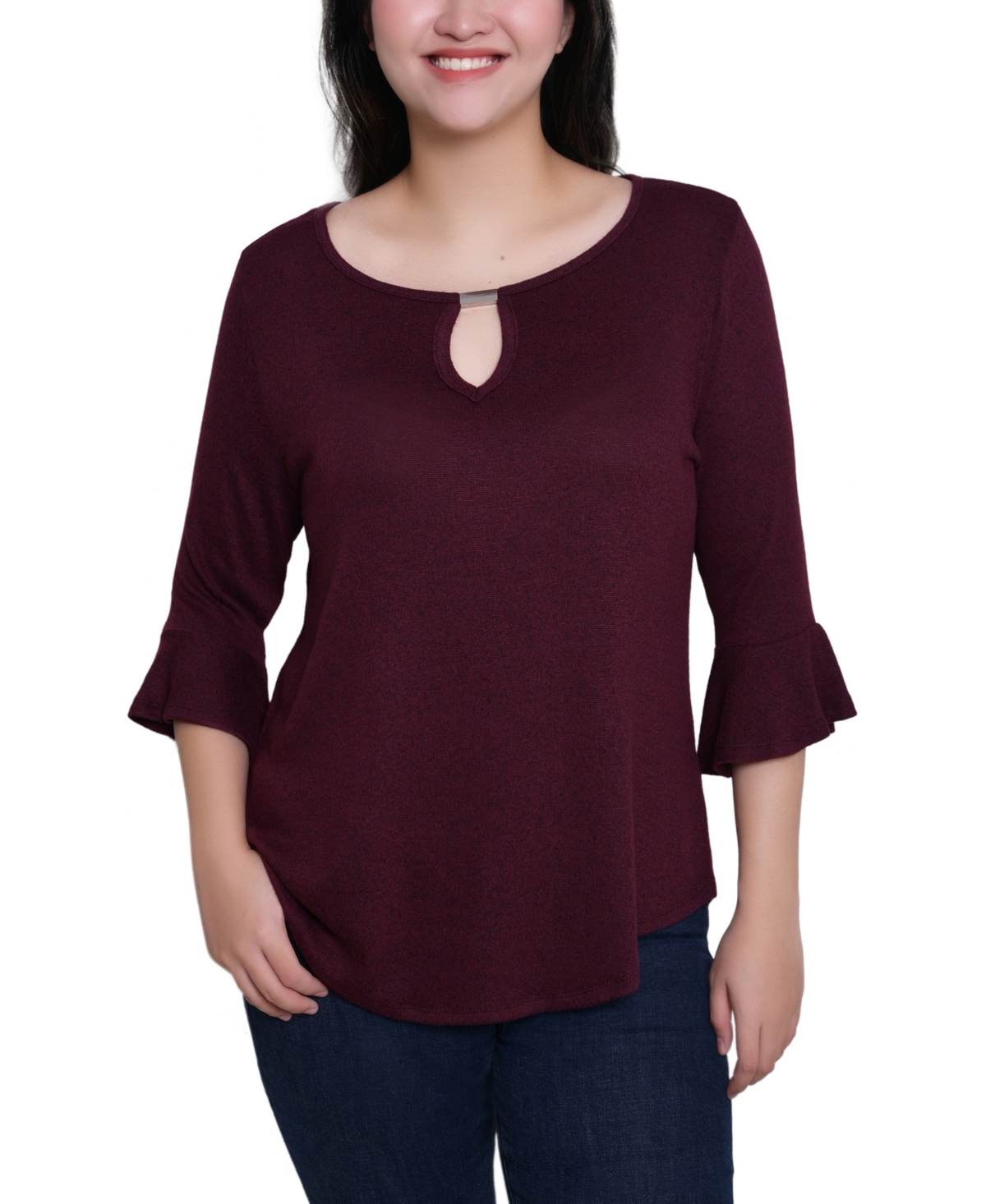 Click here for Ny Collection Petite Bell Sleeve Top - Red Dahlia prices