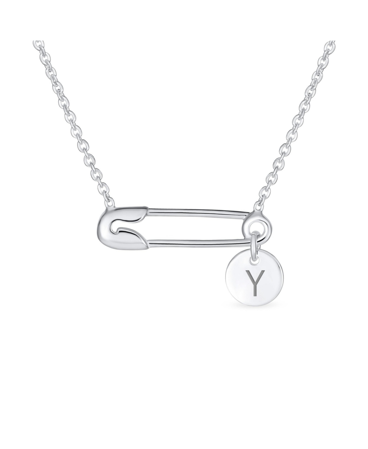 Click here for Bling Jewelry Safety Pin Initial Pendant Necklace... prices