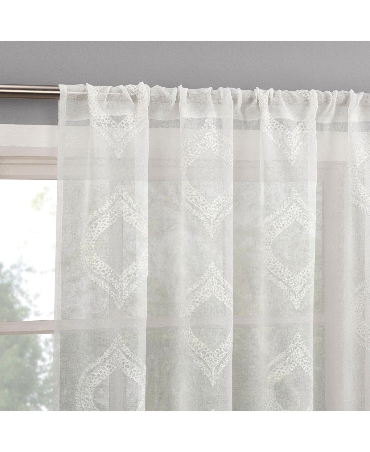 Click here for Rivalie Embroidered Medallion Sheer Rod Pocket Cur... prices