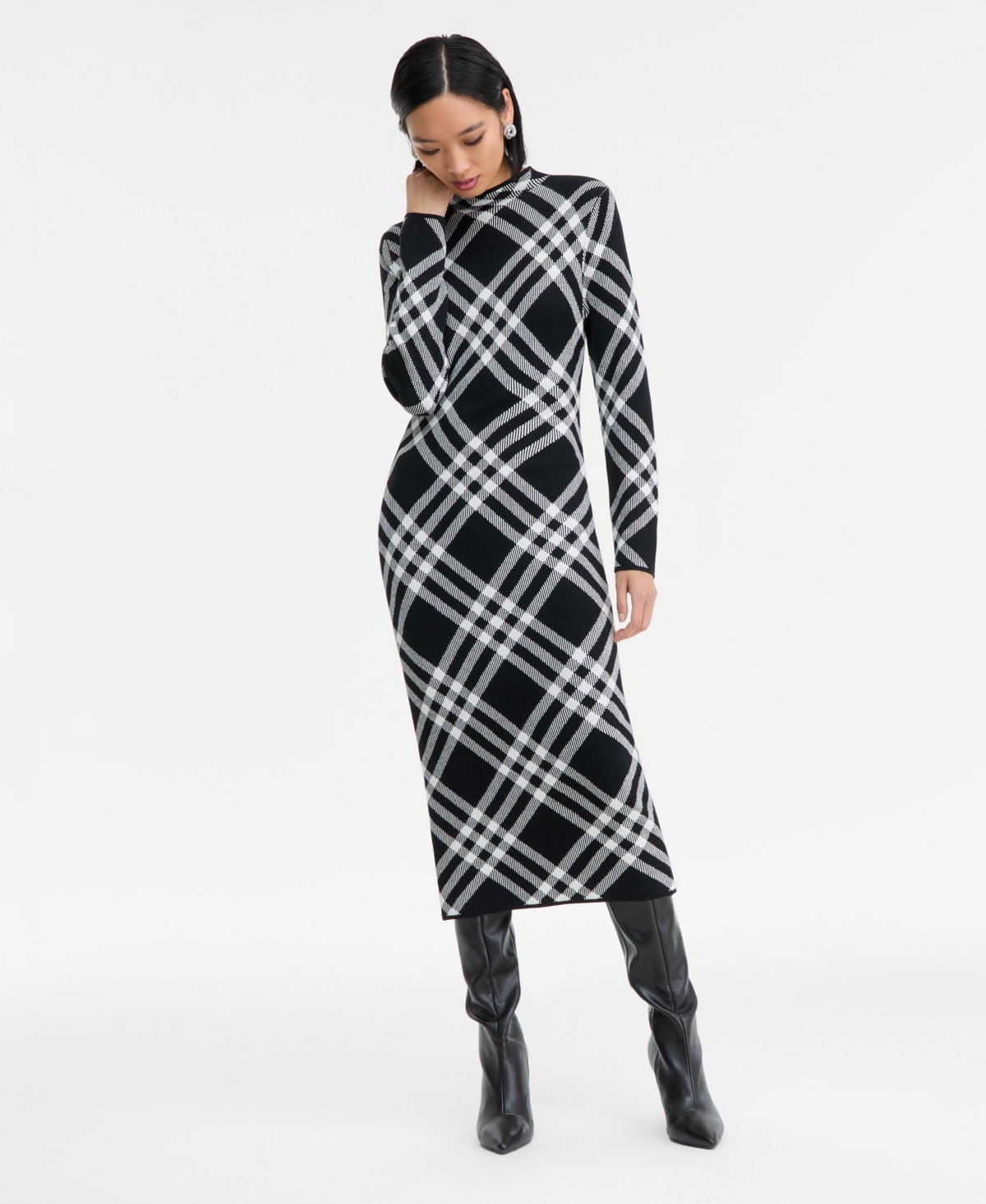 Click here for I.n.c. International Concepts Womens Plaid Knit Mi... prices