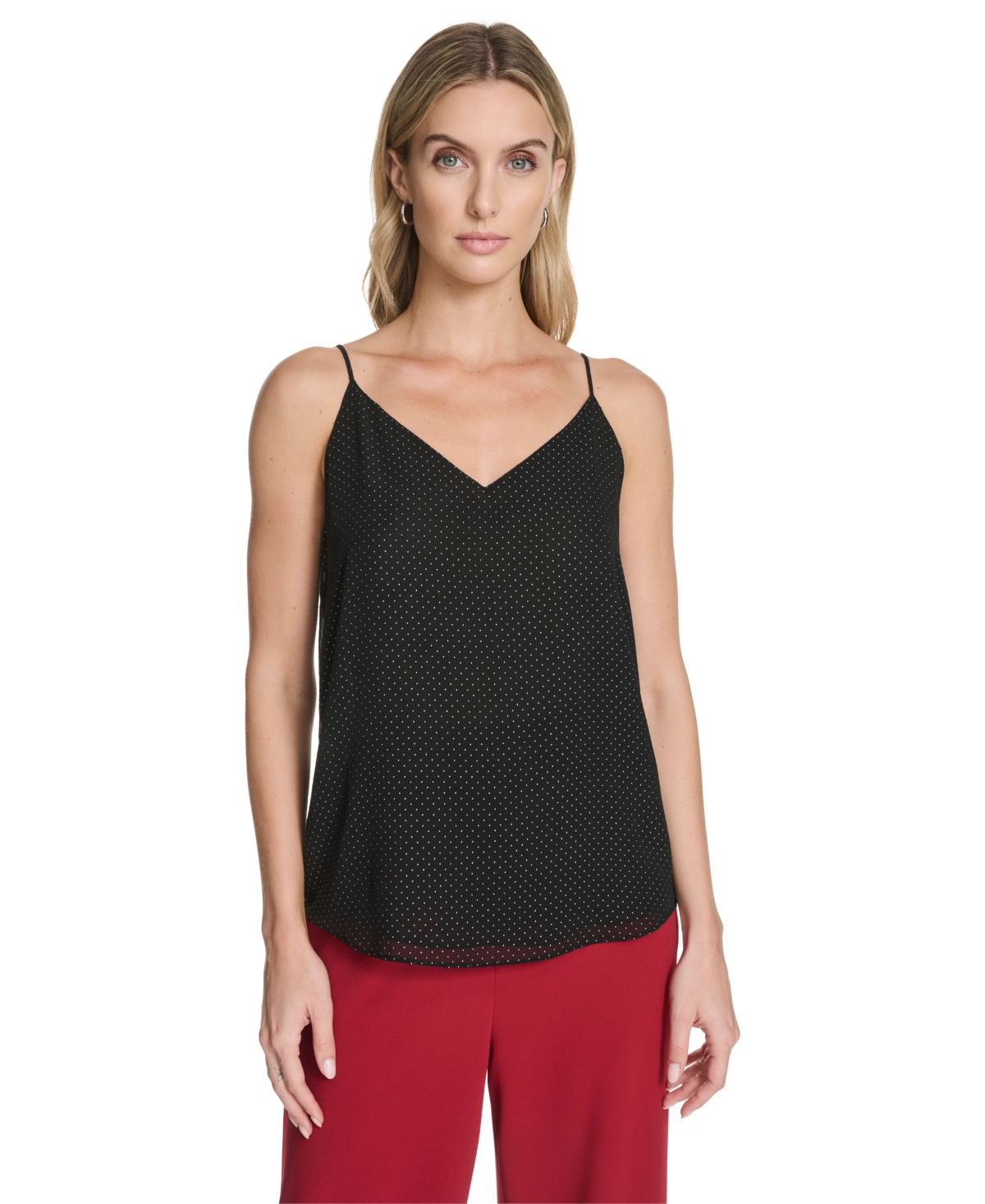 Click here for Calvin Klein Womens Metallic Dot Cami Top - Black prices