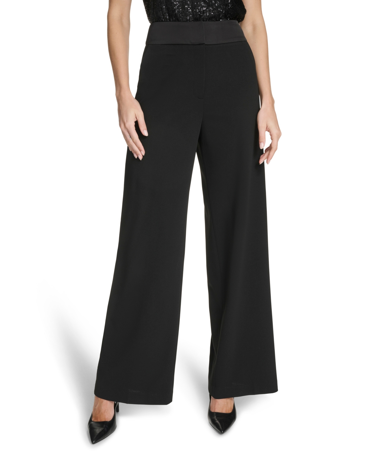 Click here for Calvin Klein Womens Whitney Mid-Rise Wide-Leg Pant... prices