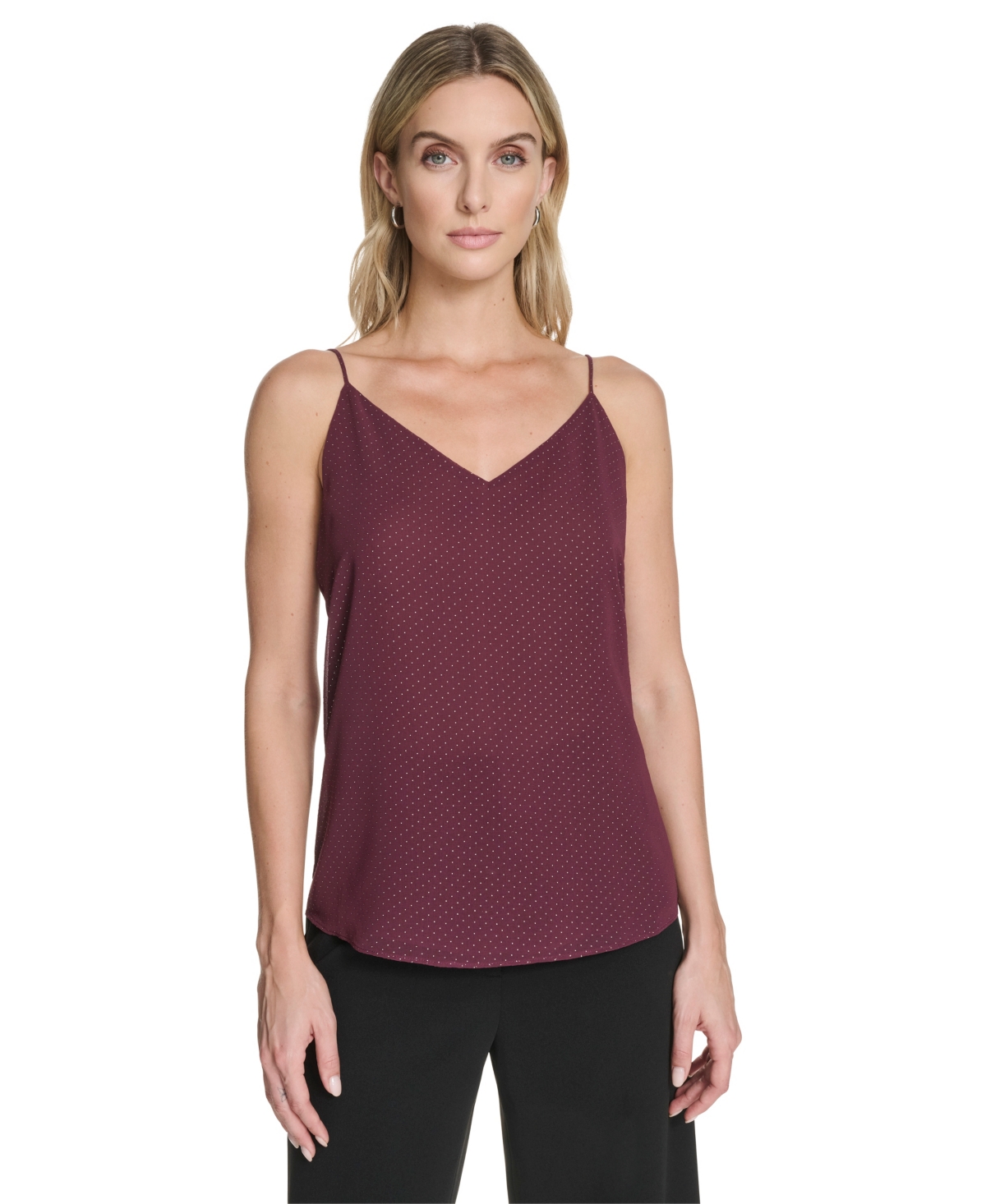 Click here for Calvin Klein Womens Metallic Dot Cami Top - Port prices