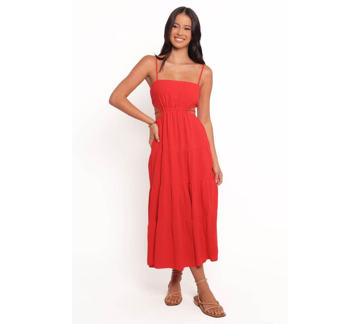 Click here for Petal and Pup Womens Indra Midi Dress - Red - Red prices