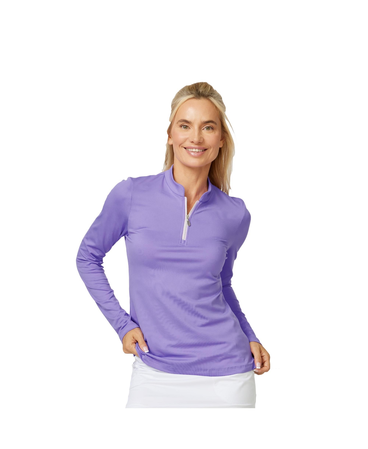 Click here for Sofibella Womens 1/4 Zip Golf Shirt - Amethyst prices