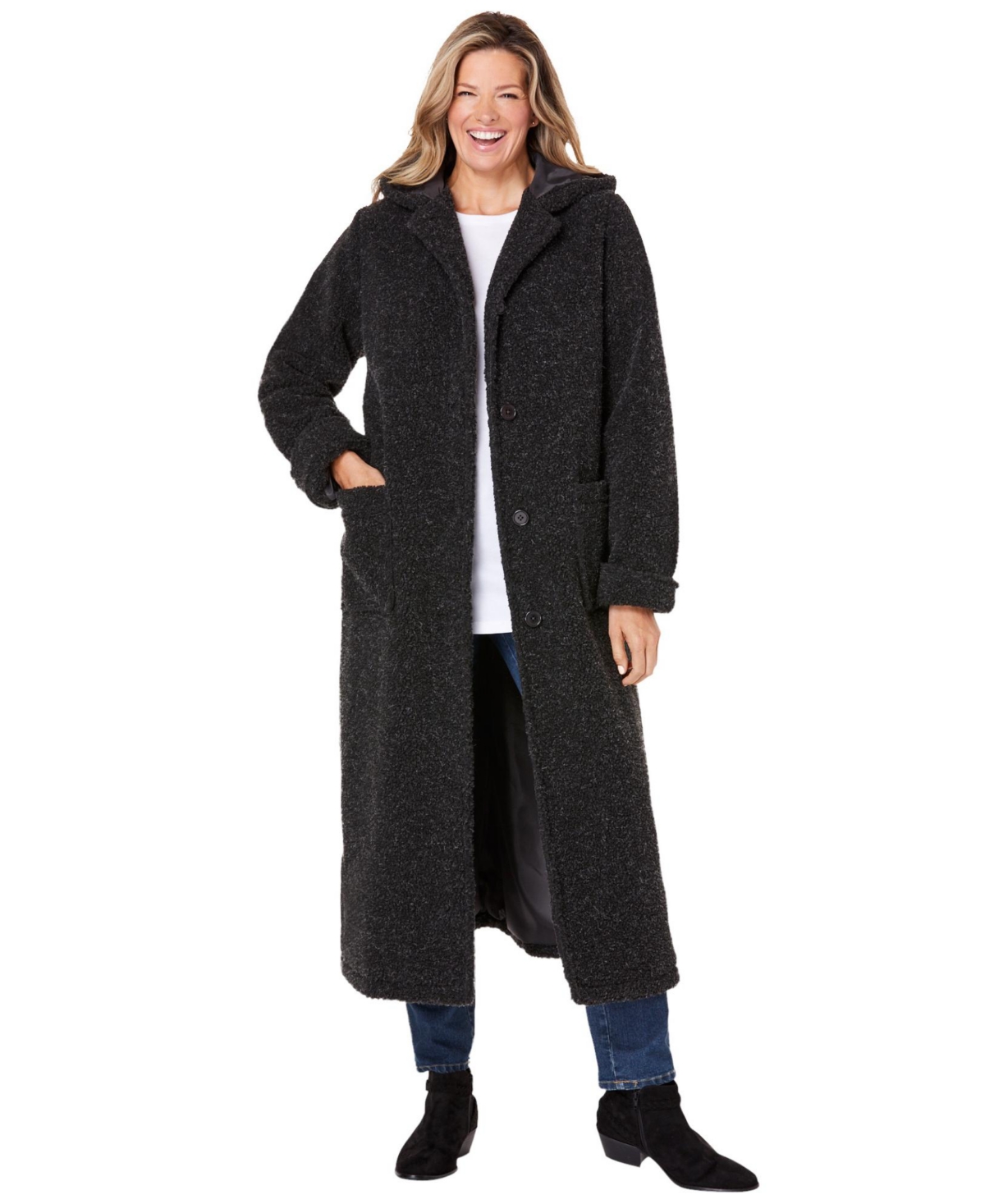 Click here for Woman Within Plus Size Long Hooded Berber Fleece C... prices