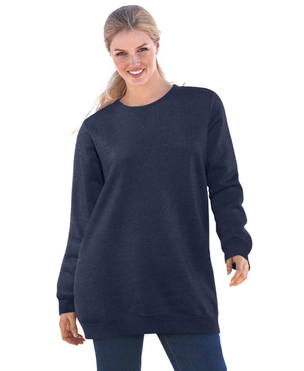 Click here for Woman Within Plus Size Fleece Sweatshirt - Heather... prices
