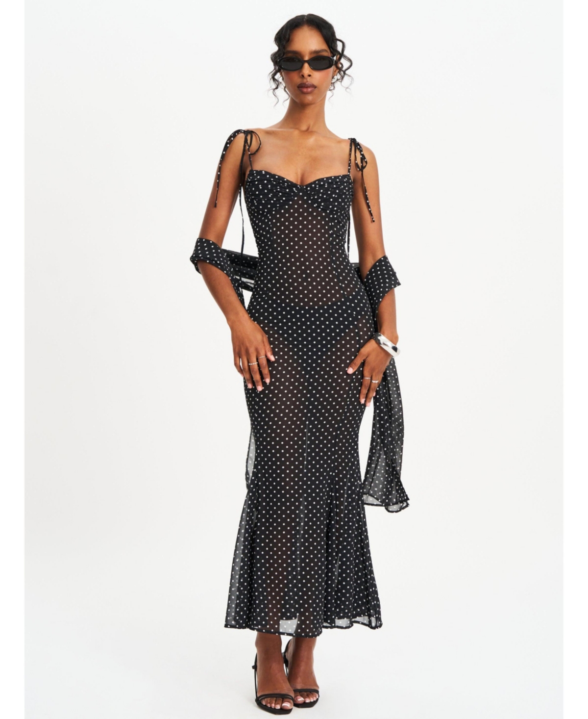 Click here for Miss Circle Womens Yadira Black Base Polka Dot Chi... prices