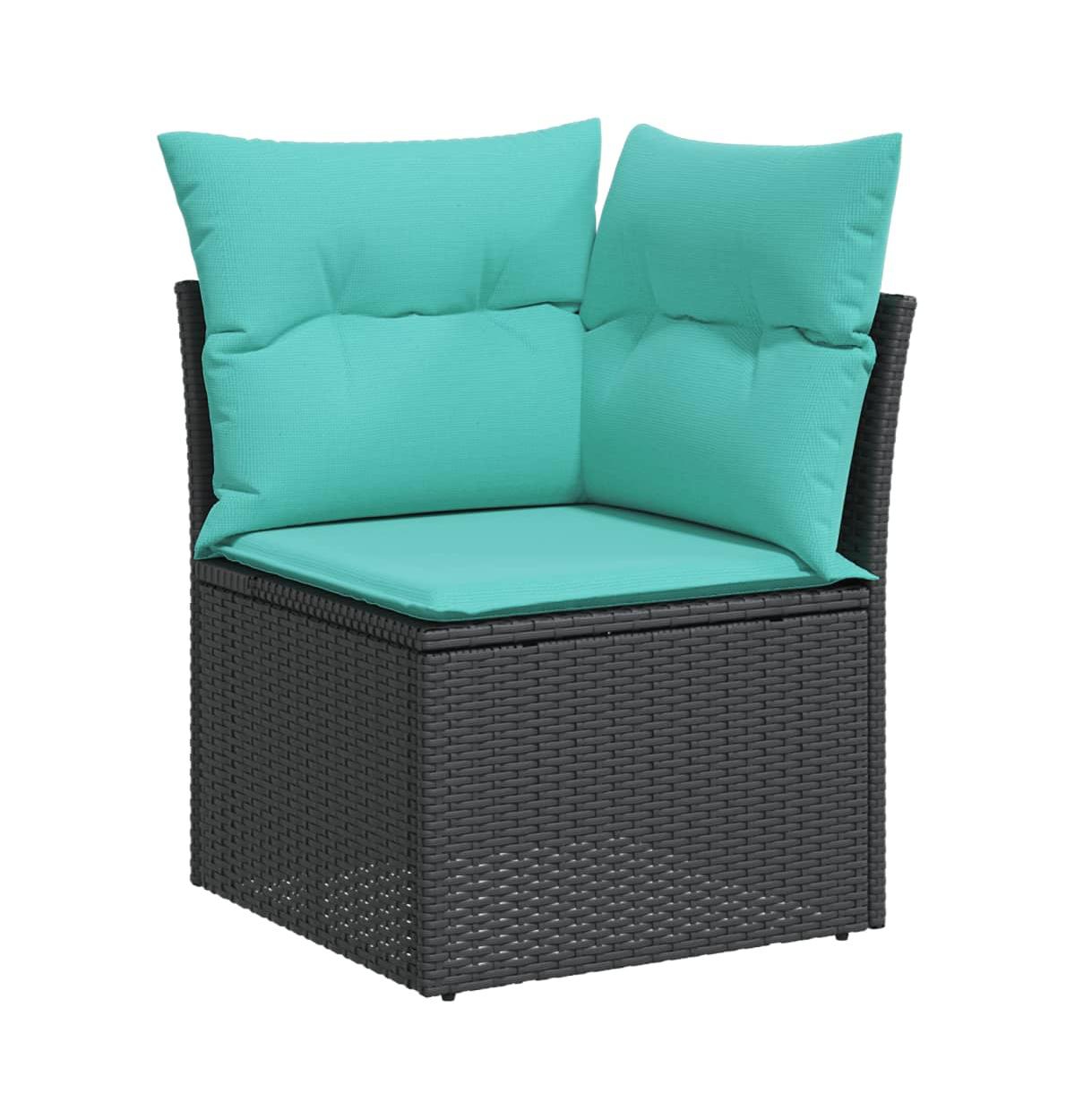 Click here for vidaXL Patio Sofa Corner with Cushions Black Poly... prices