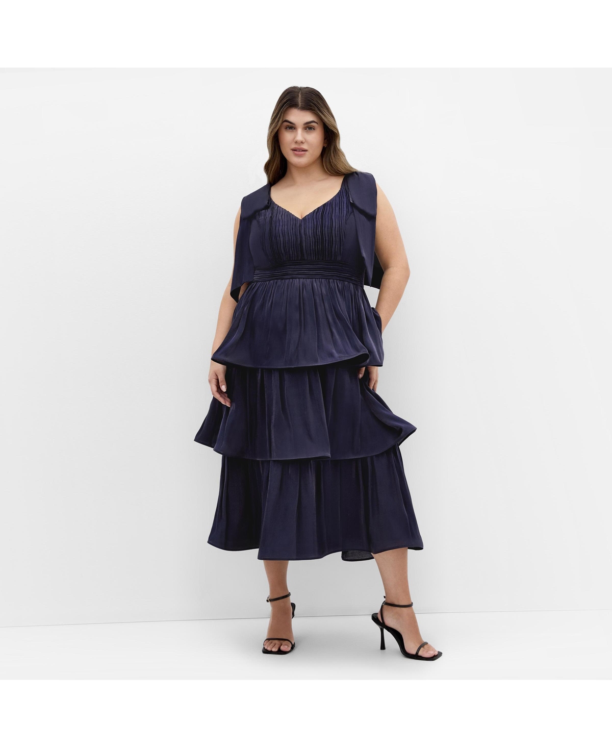 Click here for City Chic Womens Betty Bow Midi Dress - Navy prices