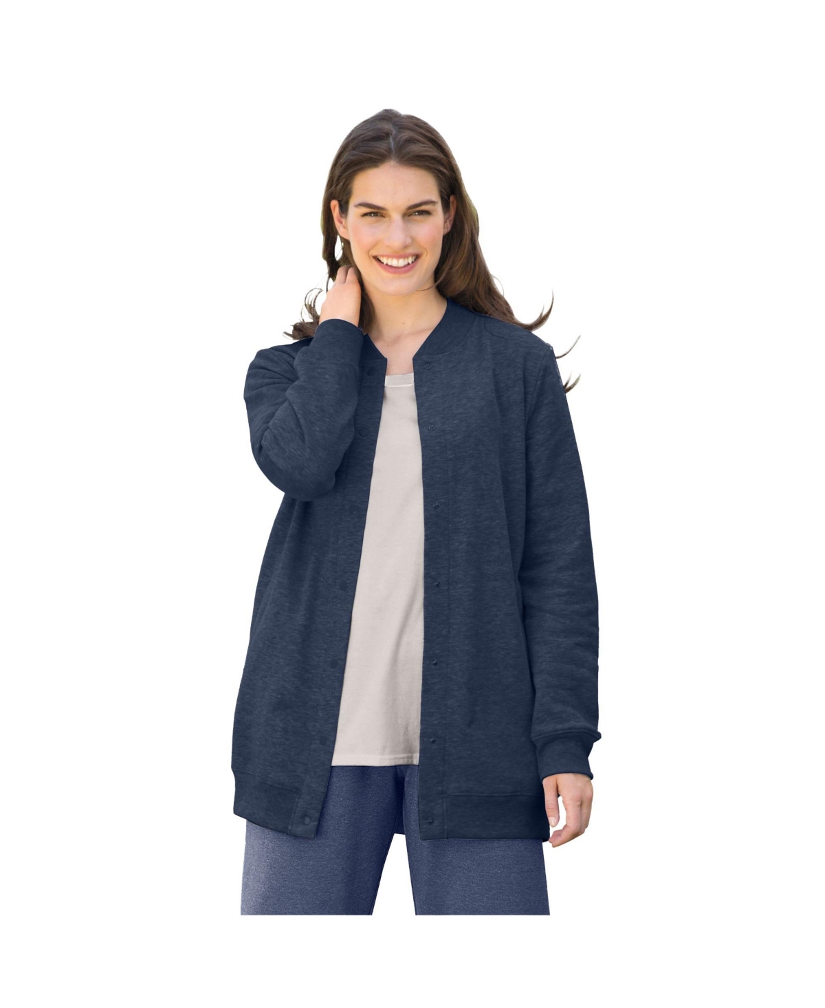 Click here for Woman Within Plus Size Within Fleece Baseball Jack... prices