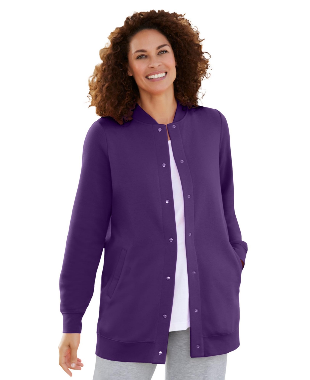 Click here for Woman Within Plus Size Within Fleece Baseball Jack... prices