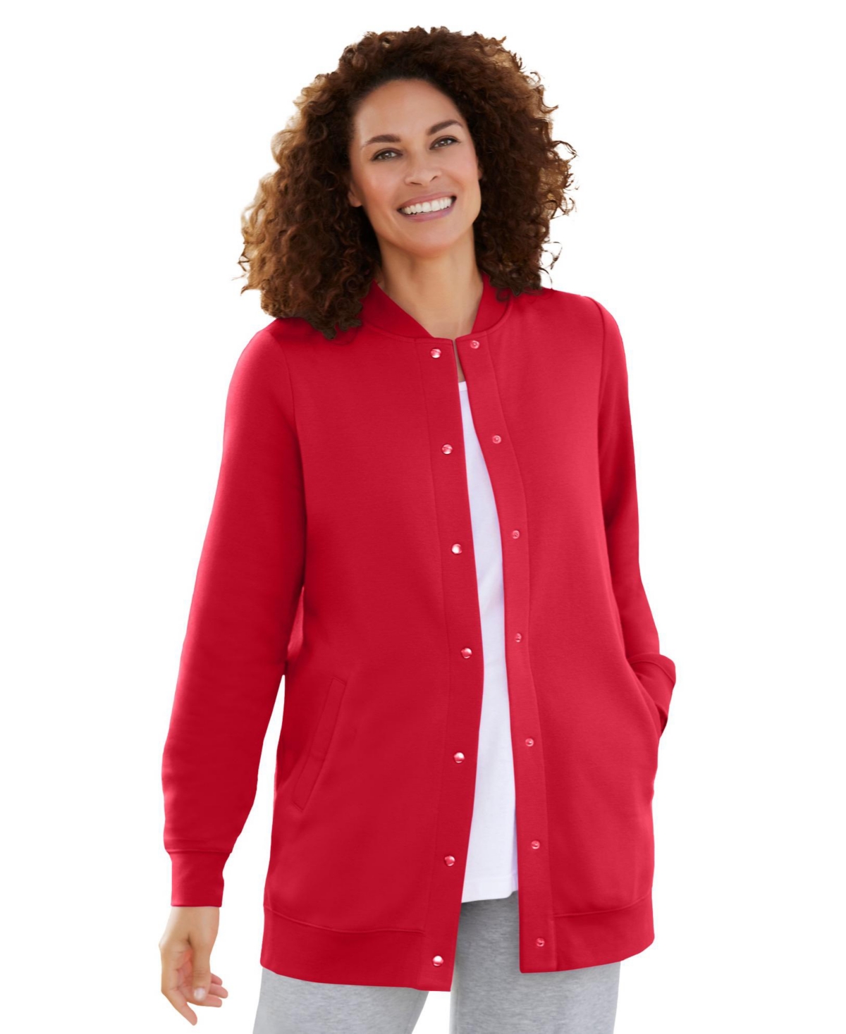 Click here for Woman Within Plus Size Within Fleece Baseball Jack... prices