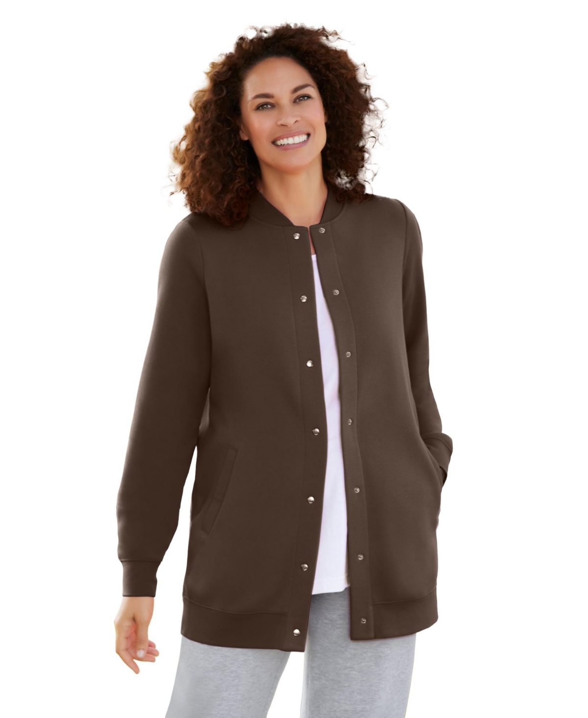 Click here for Woman Within Plus Size Within Fleece Baseball Jack... prices