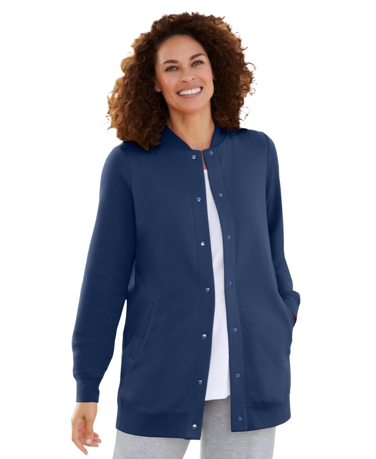Click here for Woman Within Plus Size Within Fleece Baseball Jack... prices