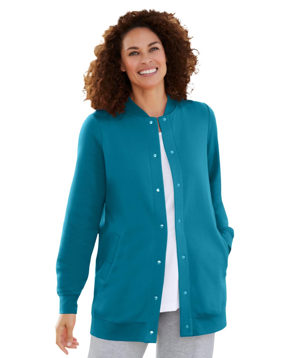 Click here for Woman Within Plus Size Within Fleece Baseball Jack... prices
