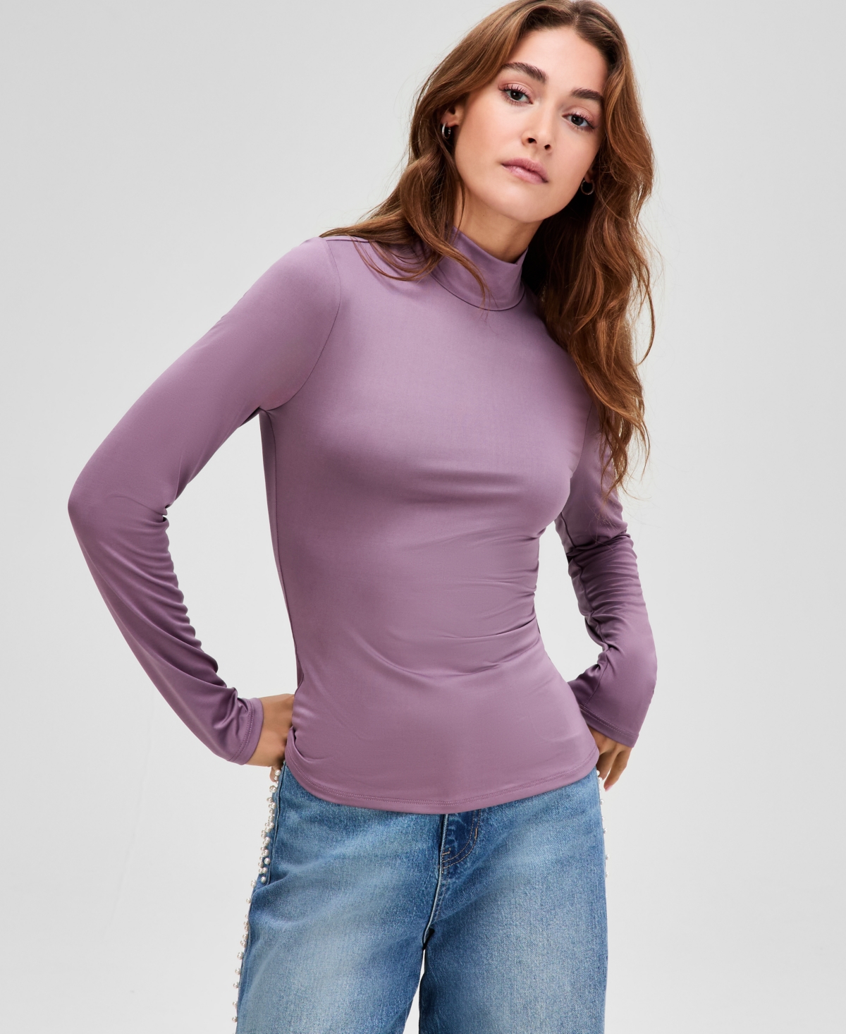 Click here for And Now This Womens Mock-Neck Jersey Long-Sleeve T... prices