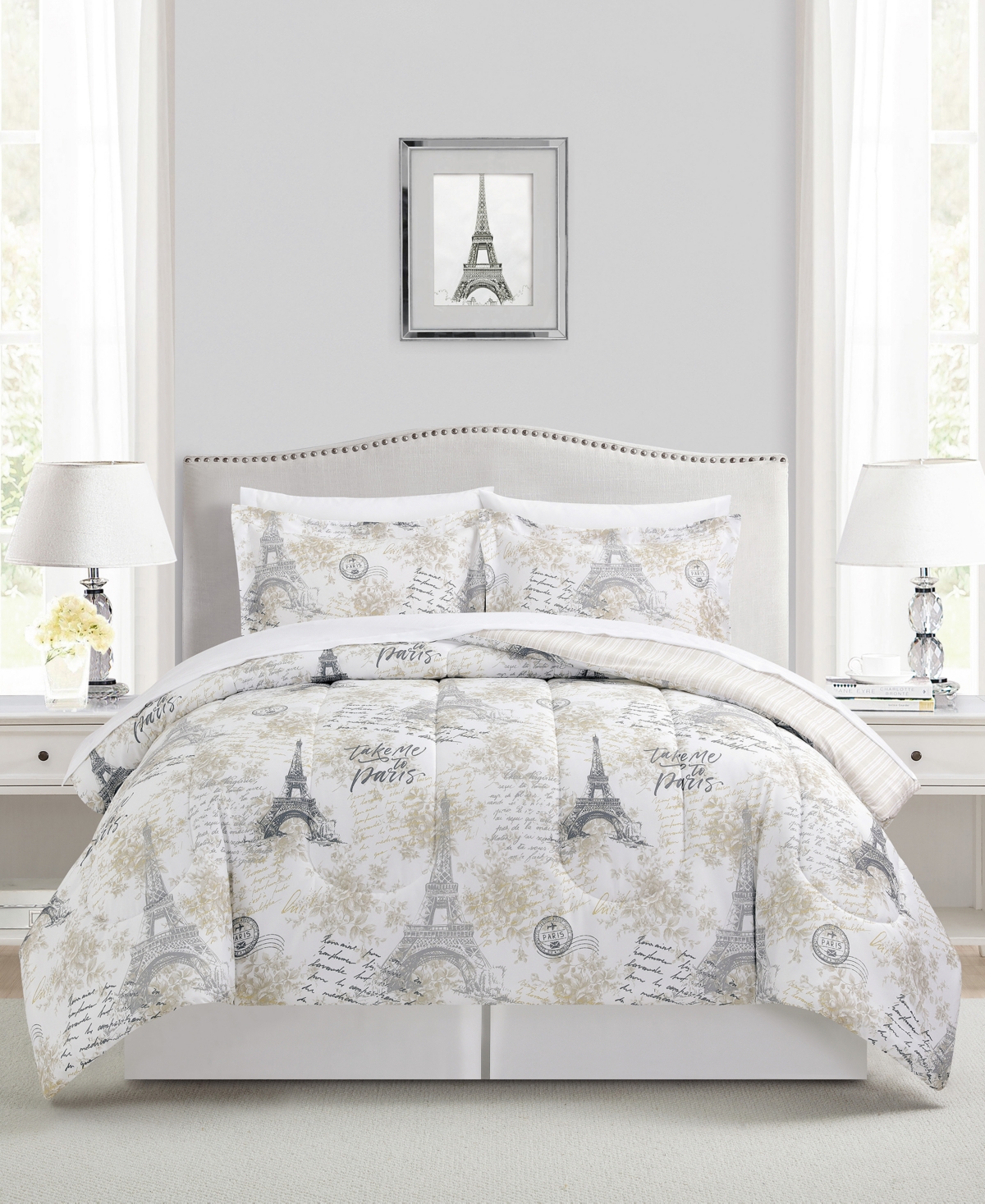Click here for Sunham Paris Floral 8-Pc. Comforter Set - Taupe prices