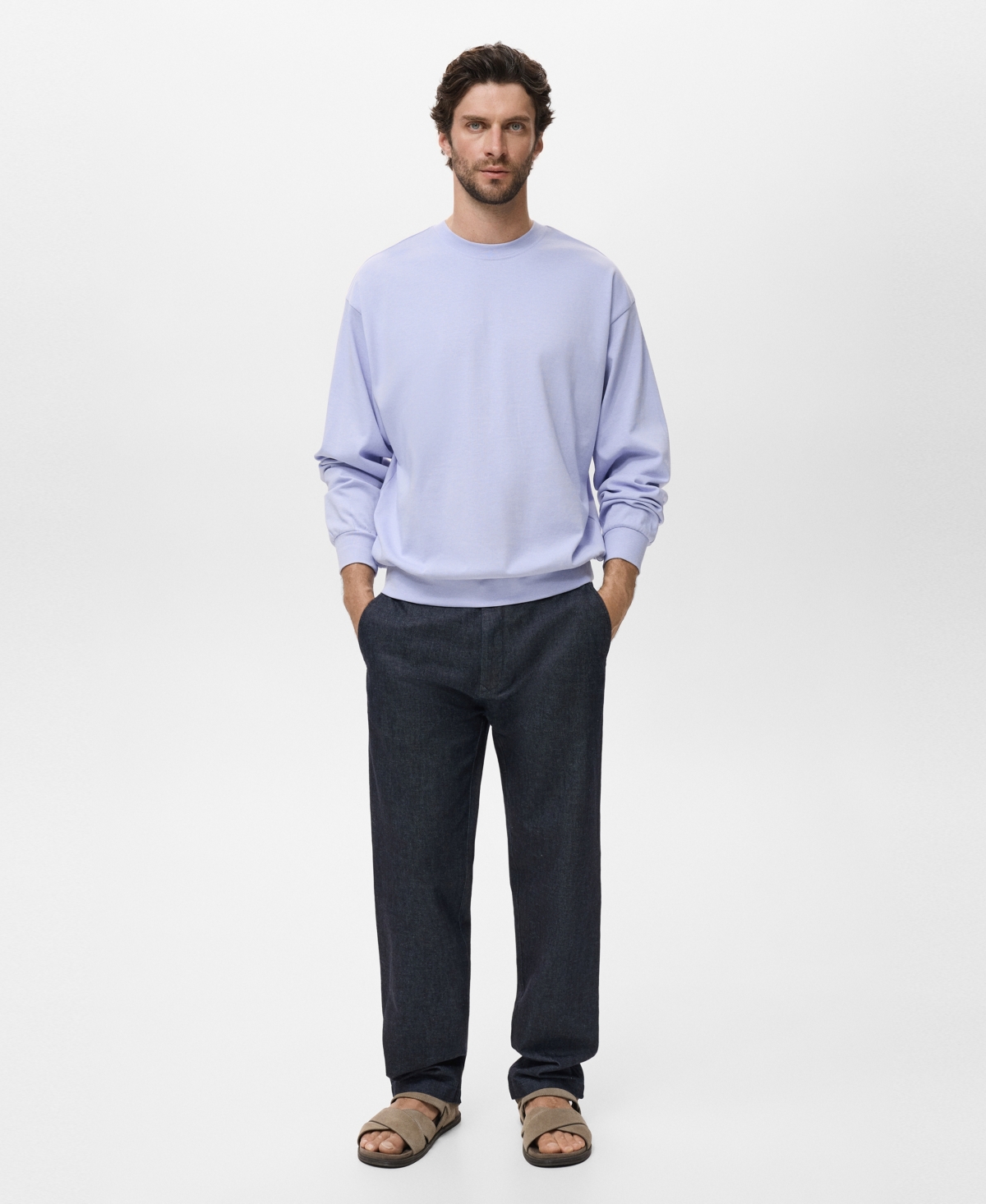 Click here for Mango Mens Cotton Sweatshirt - Sky Blue prices