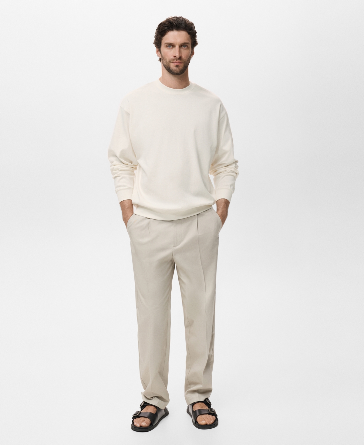 Click here for Mango Mens Cotton Sweatshirt - Off White prices