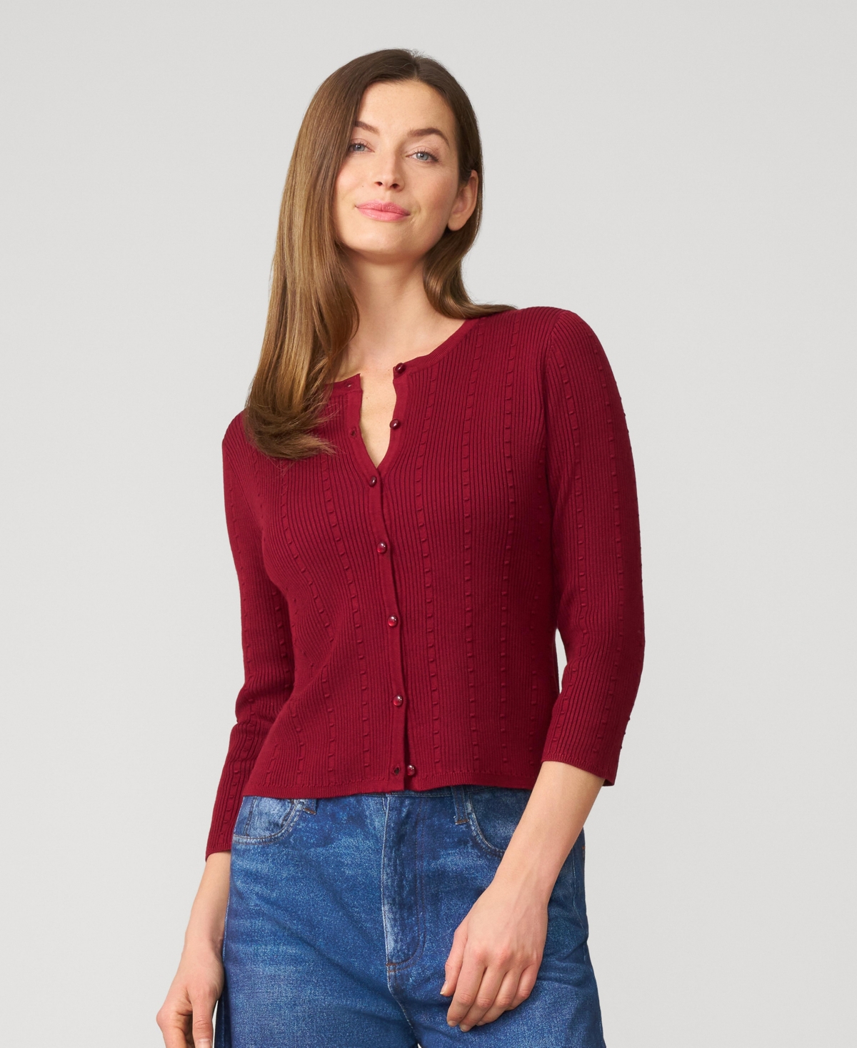 Click here for Cable & Gauge Womens Textured Rib Crewneck Cardiga... prices