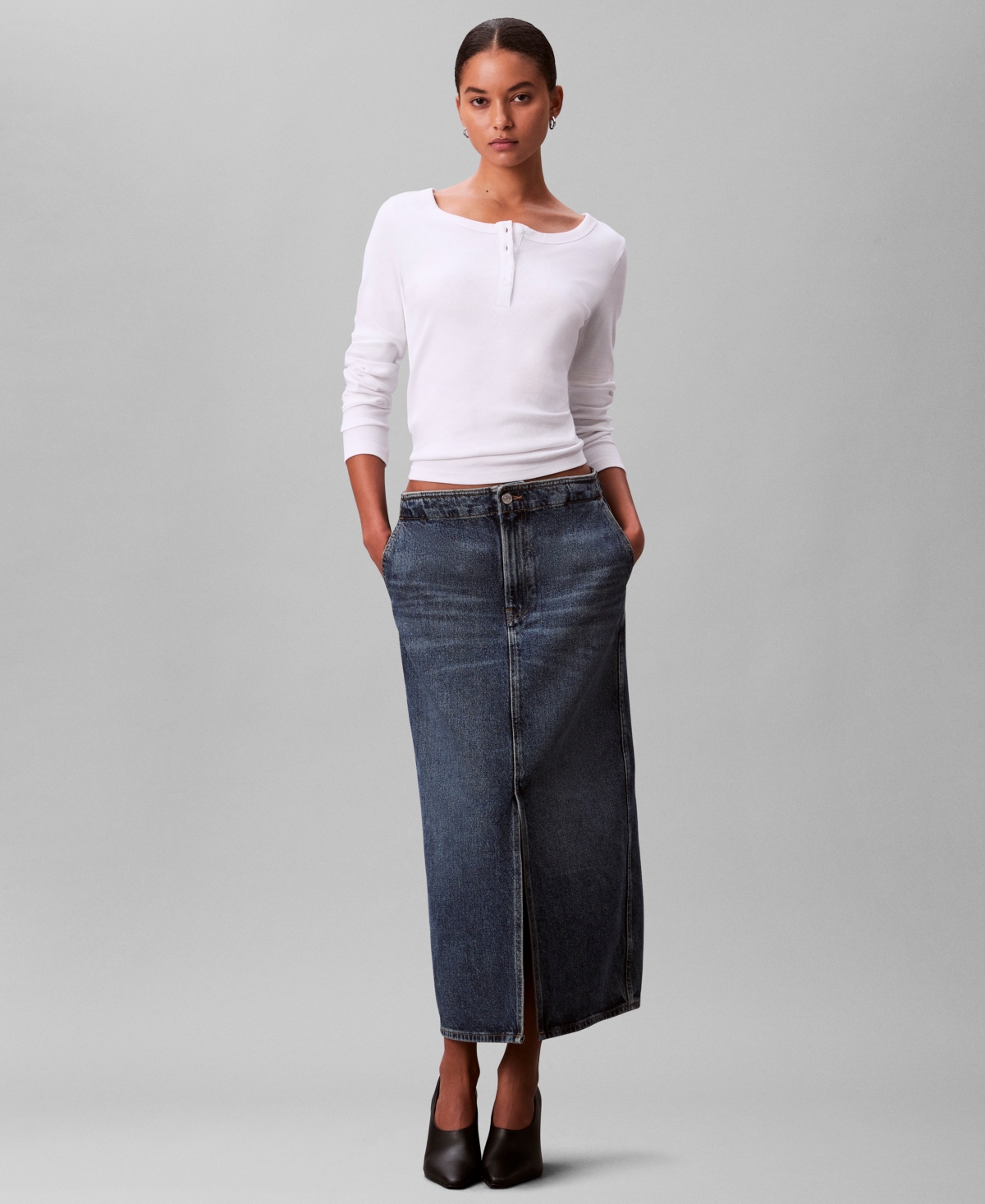 Click here for Calvin Klein Jeans Womens Denim Maxi Carpenter Ski... prices