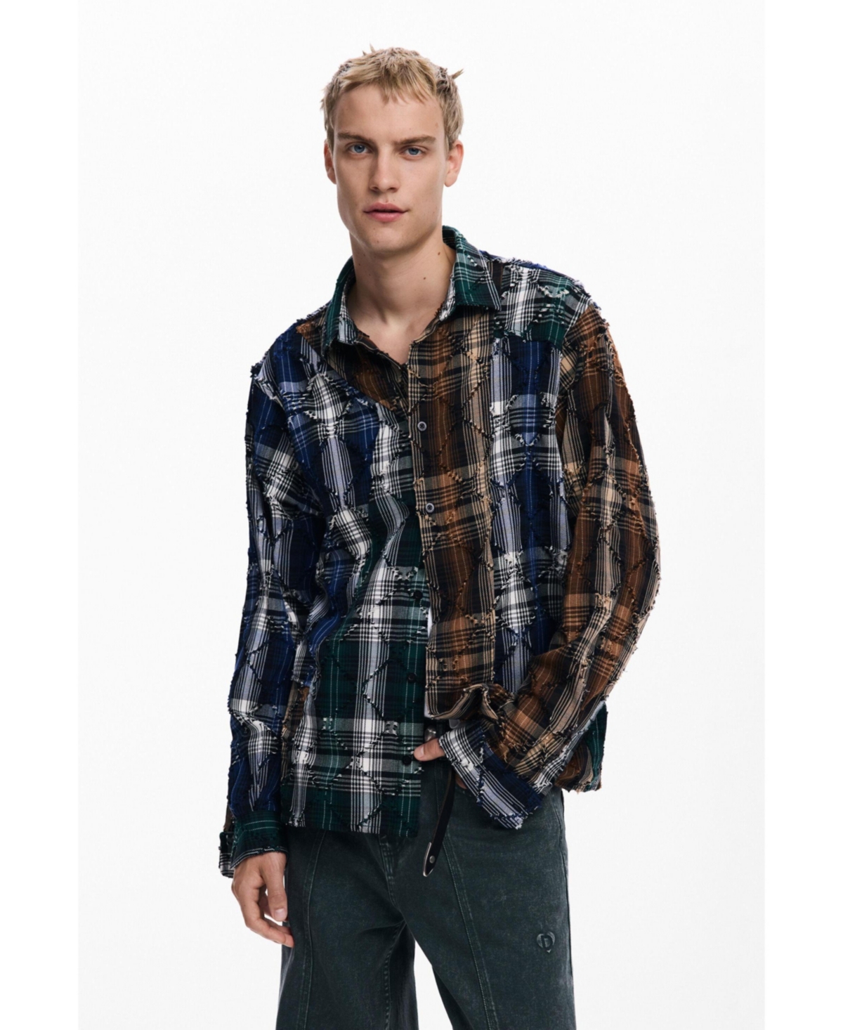 Click here for Desigual Mens Embroidered checks shirt prices