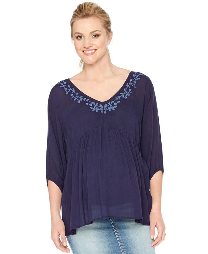 Motherhood Maternity Embroidered Blouse - Macy's