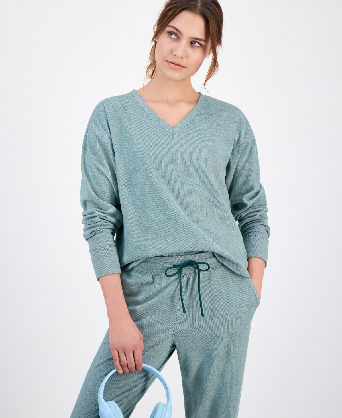 Click here for Id Ideology Womens Brushed Rib V-Neck Sweater  Mac... prices