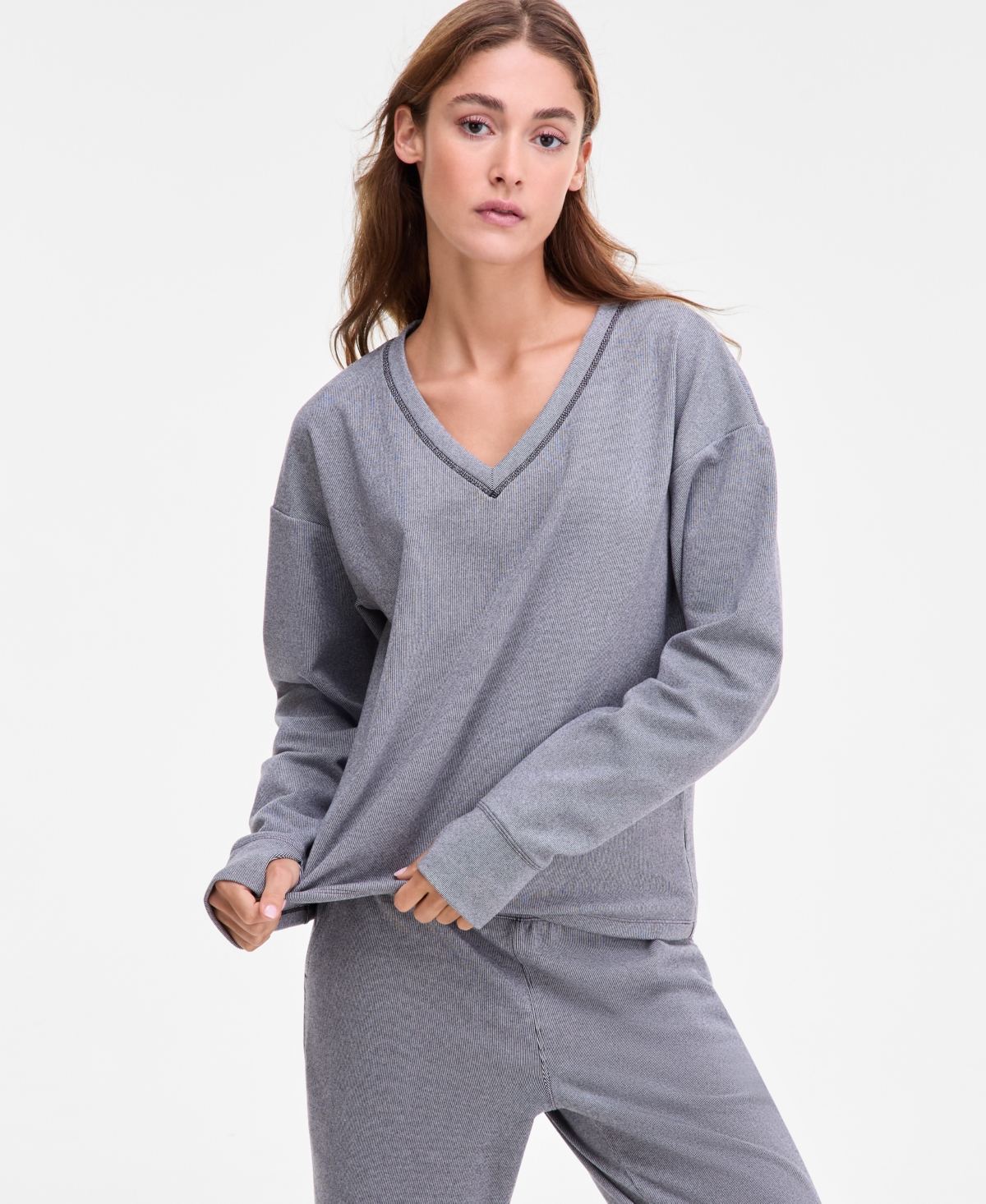 Click here for Id Ideology Womens Brushed Rib V-Neck Sweater  Mac... prices